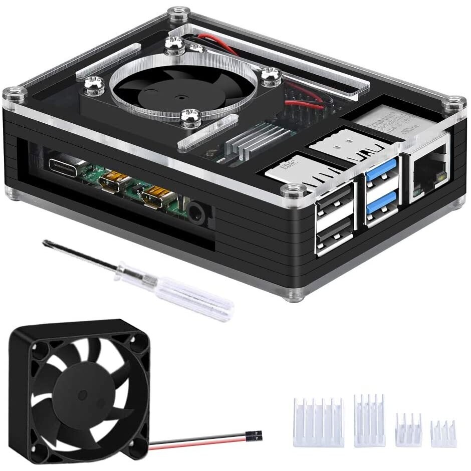 Geeekpi Acrylic Case For Raspberry Pi 4 Model B Raspberry Pi 4b Case With 40x40x10mm Fan And