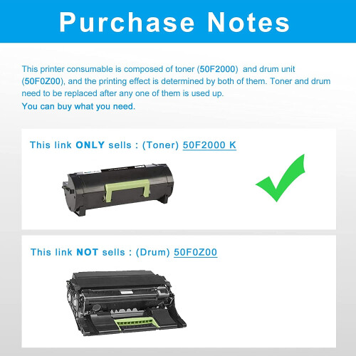 Compatible LCL 50F2000 50F000G 500G 502 Toner Cartridge for Lexmark ...