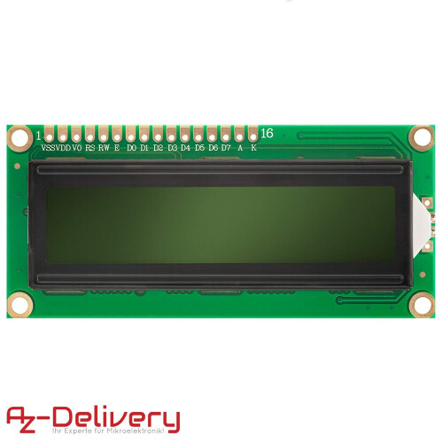 AZDelivery HD44780 1602 16x2 Serial LCD Black Character Green Backlight ...