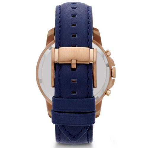 Fossil FS4835 Grant Rose Gold tone Case Blue Leather Band Men's Watch ...