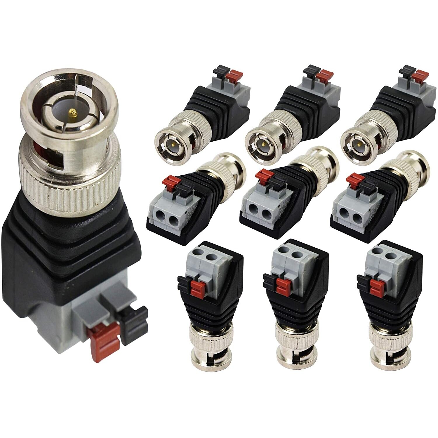 CGTime BNC Video Baluns Adapter BNC Male Plug to 2 Pin/Way Screw ...