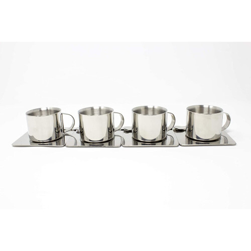 Espresso Cups with Saucers & Spoons - Set of 4 | Modern Design ...