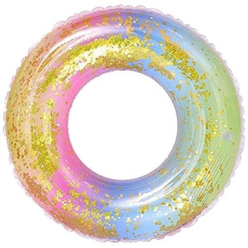 Eidyer Transparent Floating Ring Rainbow Sequins Swim Ring, Durable ...