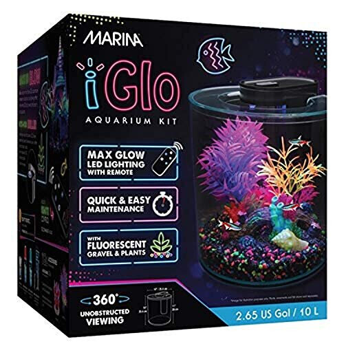 Marina iGlo 360 Aquarium Fish Tank Kit with LED Lighting 10L,One Colour ...