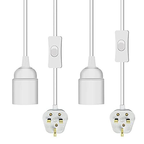 Plug in Pendant Light Fitting,2 Pack Plug in Ceiling Light,E27 Lamp ...