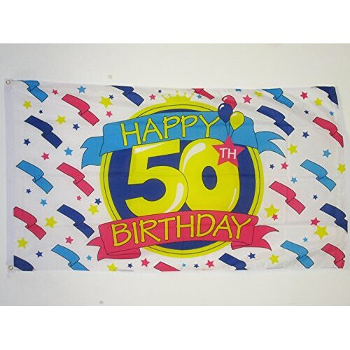 AZ FLAG Happy 50th Birthday Flag 3' x 5' - 50th Birthday's party flags ...