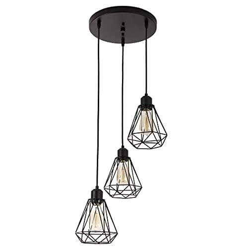 Industrial 3-Light Pendant Light, Flush Mount Ceiling Light Fixture ...