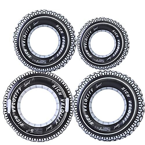 4 Pieces Tire Tube Swim Ring Inflatable Tire Pool Floats Inflatable ...