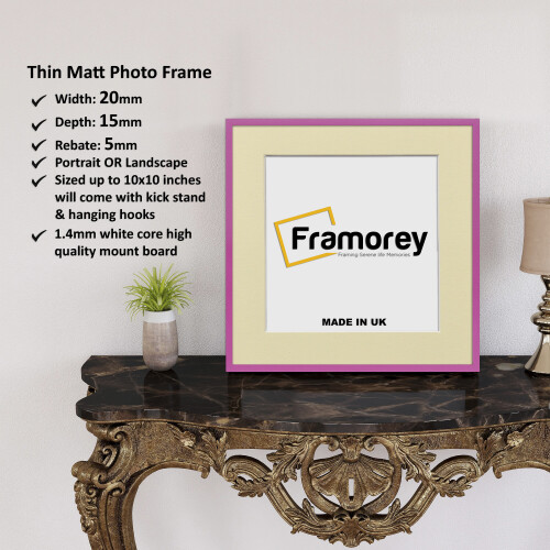(Pink With Ivory Mount, 25x25CM Pic (30x30CM Frame)) Square Size Thin ...