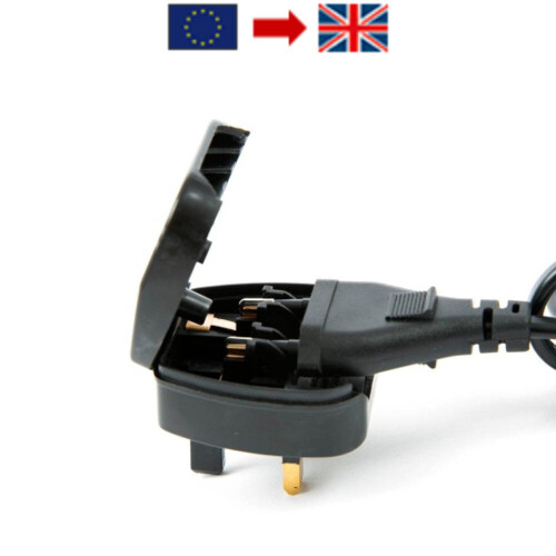 Euro EU 2 Pin to UK 3 Pin Plug Converter Adapter Black - Travel Adapter ...