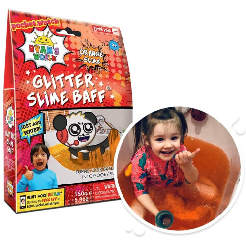 Ryan's World Glitter Slime Baff Orange from Zimpli Kids, 1 Bath Pack ...