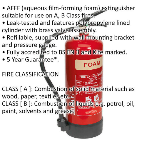 6L Foam Fire Extinguisher - Aqueous Film-Forming Foam - Refillable ...