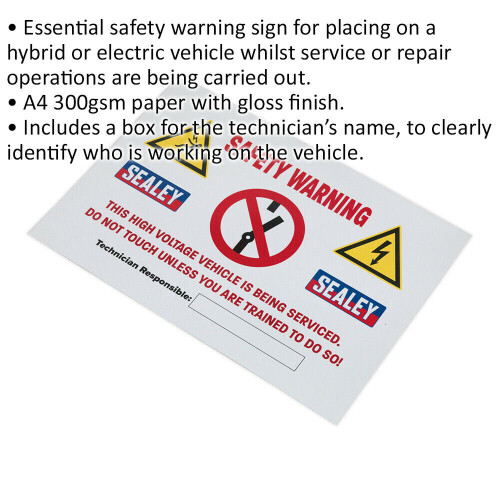 Hybrid Electric Vehicle Safety Warning Sign - High Voltage Warning ...
