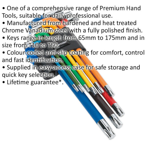 9 Piece Colour Coded Long TRX-Star Key Set - 10 to T50 Sizes - Anti ...