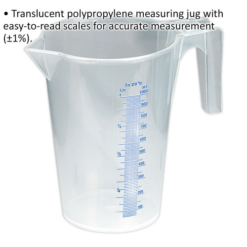 1 Litre Translucent Measuring Jug - Easy to Read Scale - Pouring Spout ...
