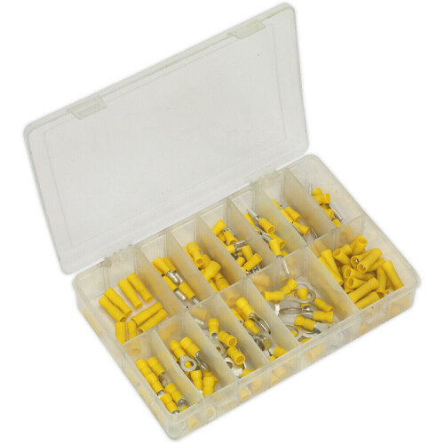 140 Pc Yellow Crimp Terminal Assortment - Various Connectors & Sizes ...