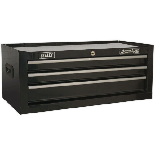 670 x 315 x 255mm BLACK 3 Drawer MID-BOX Tool Chest Lockable Storage ...