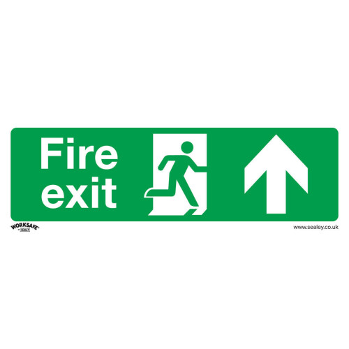 10x FIRE EXIT (UP) Health & Safety Sign Self Adhesive 300 x 100mm ...