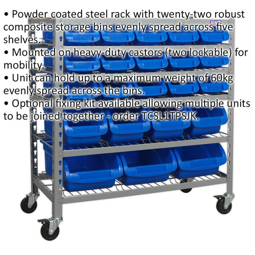 22 Tray / Bin Mobile Parts Picking Trolley - Garage & Warehouse Storage ...