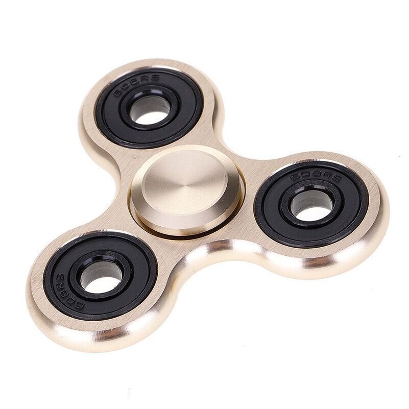 (Gold) Hand Desk Toy EDC ADHD Autism Tri Spinner Fidget Aluminum Finger ...