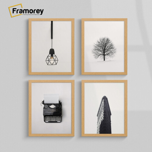 (50x60 CM) Oak Picture Frame / Wall Art Frames / Flat Wooden Effect ...