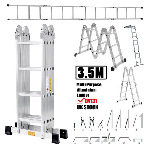3.5M Folding Combination Ladder 4x4 Step Multi-Purpose 14 IN 1 Ladder ...