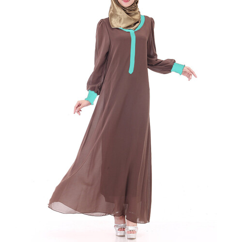 (tan) muslim chiffon long dress sunday dress robe on OnBuy