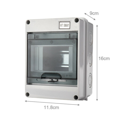 5 Way Weatherproof Fuse Box Unit Garage Consumer Enclosure 16 40A 30mA ...