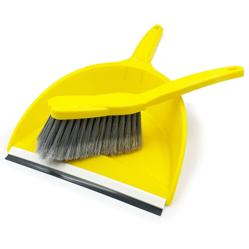 Yellow Dustpan and Brush Set Colour Coded Dust Pan Broom Sweeper on OnBuy