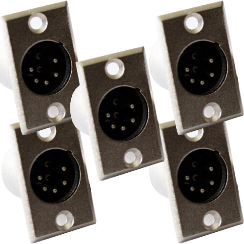 QTY 5 XLR 5 Pin Pole Male Solder Connector Chassis Patch Panel Mount ...