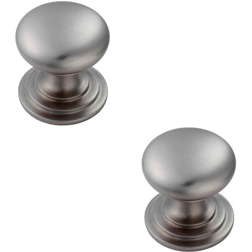 2x Victorian Round Cupboard Door Knob 25mm Dia Stainless Steel Cabinet Handle on OnBuy