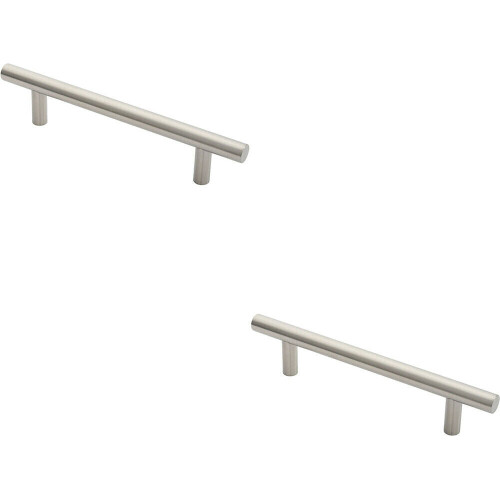 2x Straight T Bar Door Pull Handle 325 x 19mm 225mm Fixing Centres ...