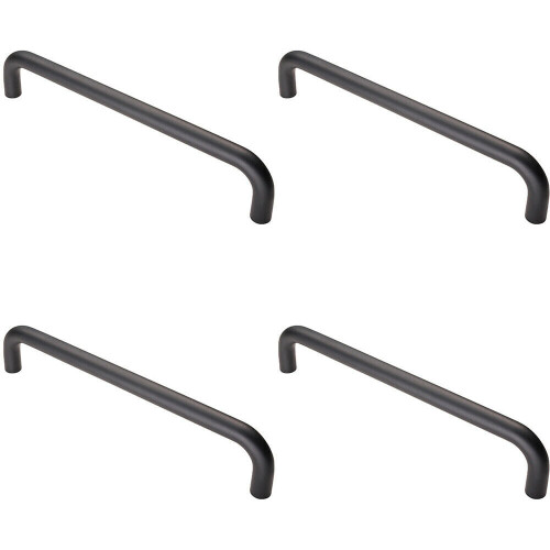 4x Round D Bar Pull Handle 319 x 19mm 300mm Fixing Centres Matt Black ...