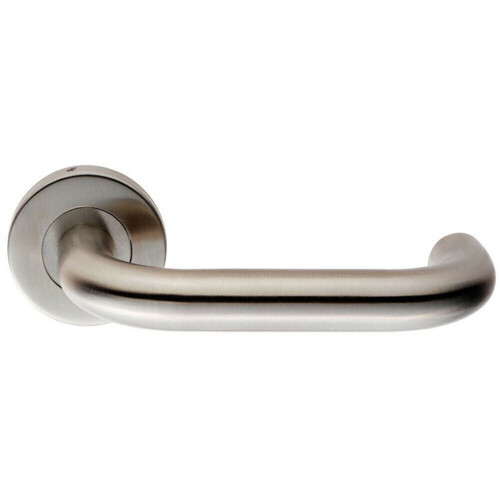 PAIR 19mm Round Bar Safety Lever on Slim Round Rose Concealed Fix Satin ...