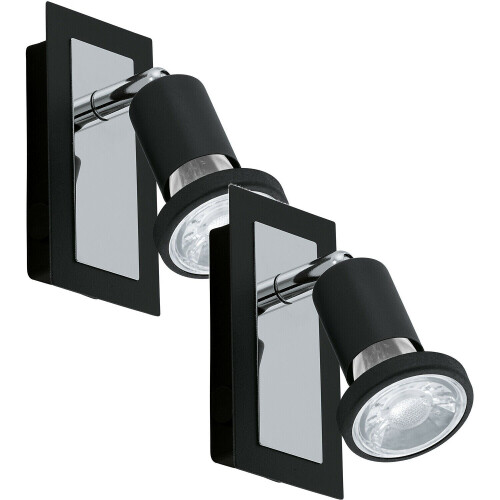 2 PACK Wall Spot Light Black & Chrome Back Plate & Shade Rocker Switch ...