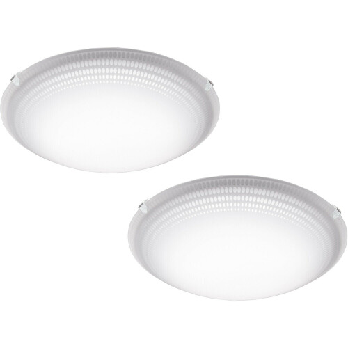 2 PACK Wall Flush Ceiling Light Colour White Shade White Clear Glass ...