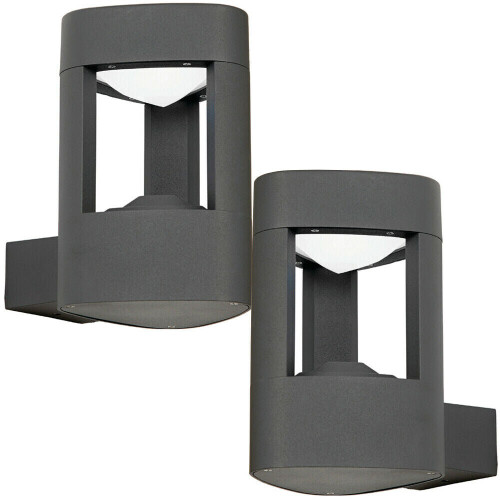 2 PACK IP44 Outdoor LED Lamp Textured Grey Triangle Wall Light Porch ...