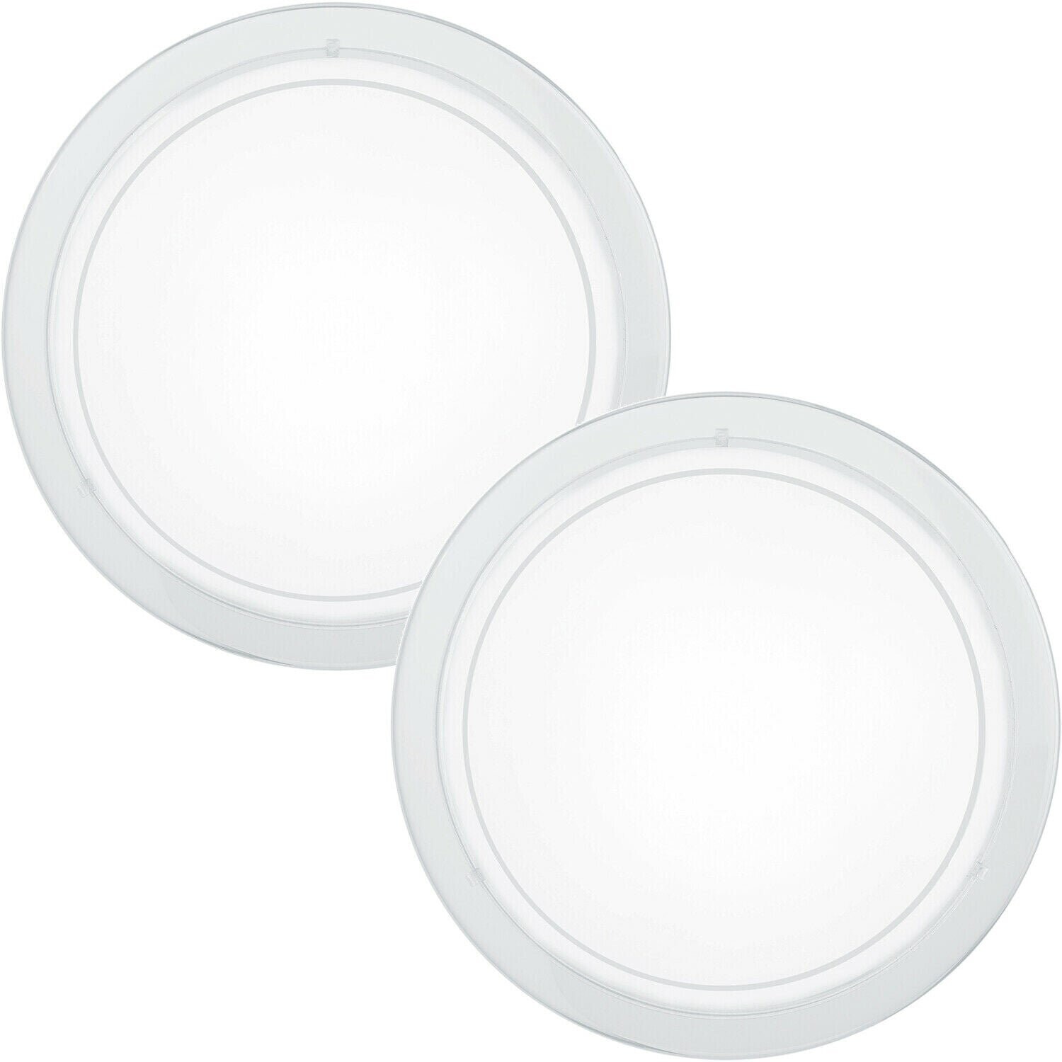 2 PACK Wall Flush Ceiling Light White Shade White Clear Glass Painted ...
