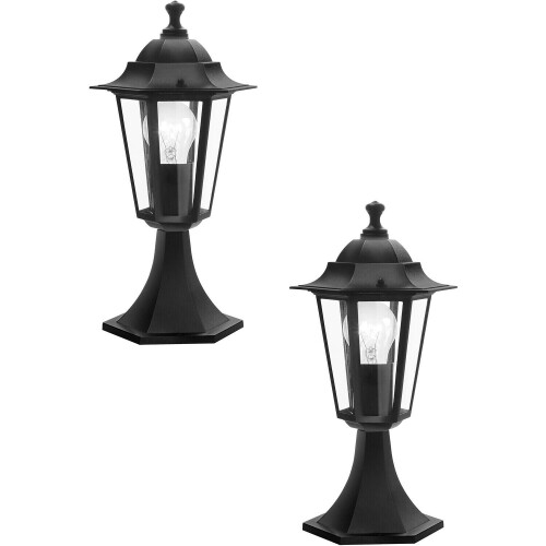 2 PACK IP44 Outdoor Pedestal Light Black Aluminium 1x 60W E27 Porch ...