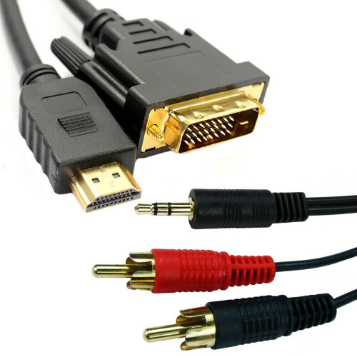10M PC LAPTOP TO HD TV CABLE KIT HDMI DVI 3.5MM 2 RCA on OnBuy