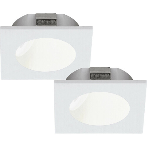 2 PACK Wall / Ceiling Flush Downlight White Cast Aluminium 2W Built in ...