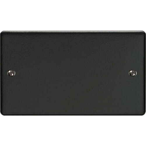 Double MATT BLACK Blanking Chassis Plate Round Edged Wall Box Hole ...