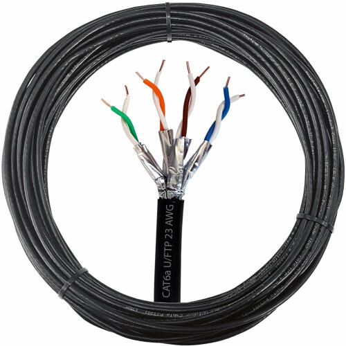 50m CAT6a Outdoor Rated Shielded Cable Pure Copper 23 AWG FTP Data Reel ...
