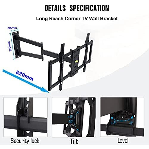 FORGING MOUNT Long Reach TV Wall Bracket Corner TV Bracket Wall Mount ...