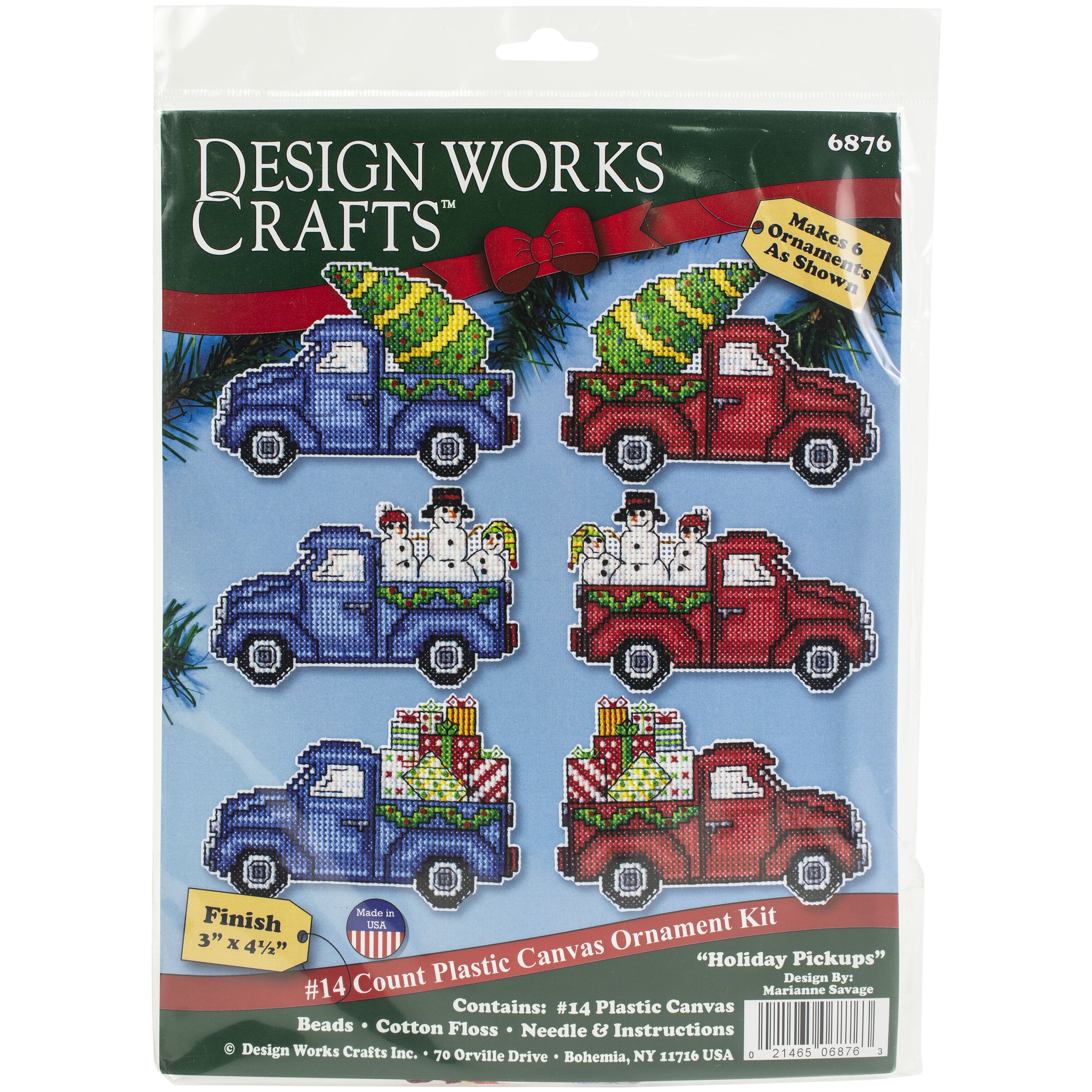 Design Works Plastic Canvas Ornament Kit 3"x4" Set of 6-Holiday Pickups ...