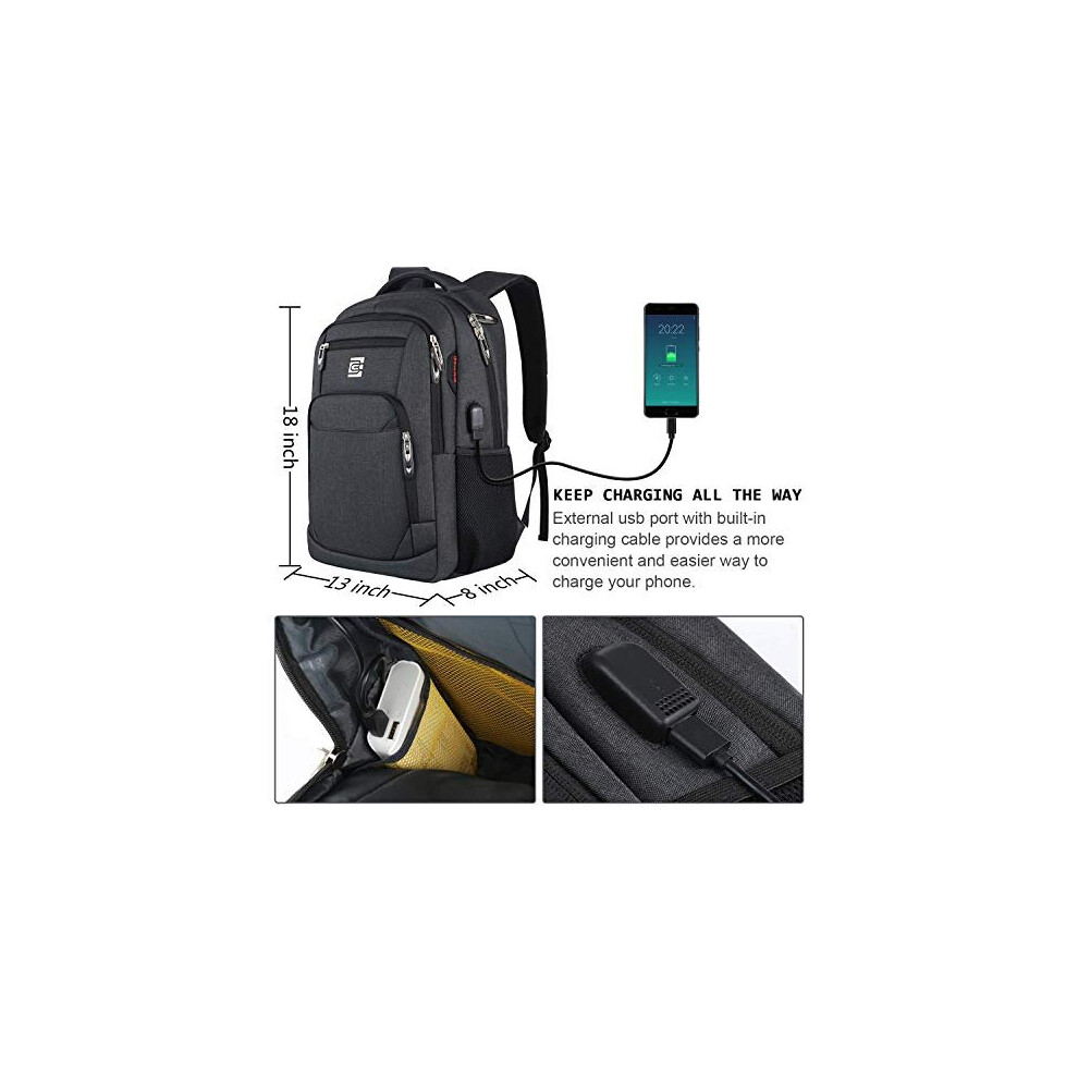 Laptop Backpack with USB Charging&Headphone Port,Anti-Theft Business ...