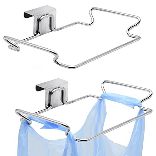 Hanging Trash Bag Holder Stainless Steel, Door Back Garbage Bag Rubbish ...