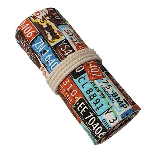 SIPLIV Canvas Roll-up Pencil Wrap, Travel Drawing Coloring Pencils ...