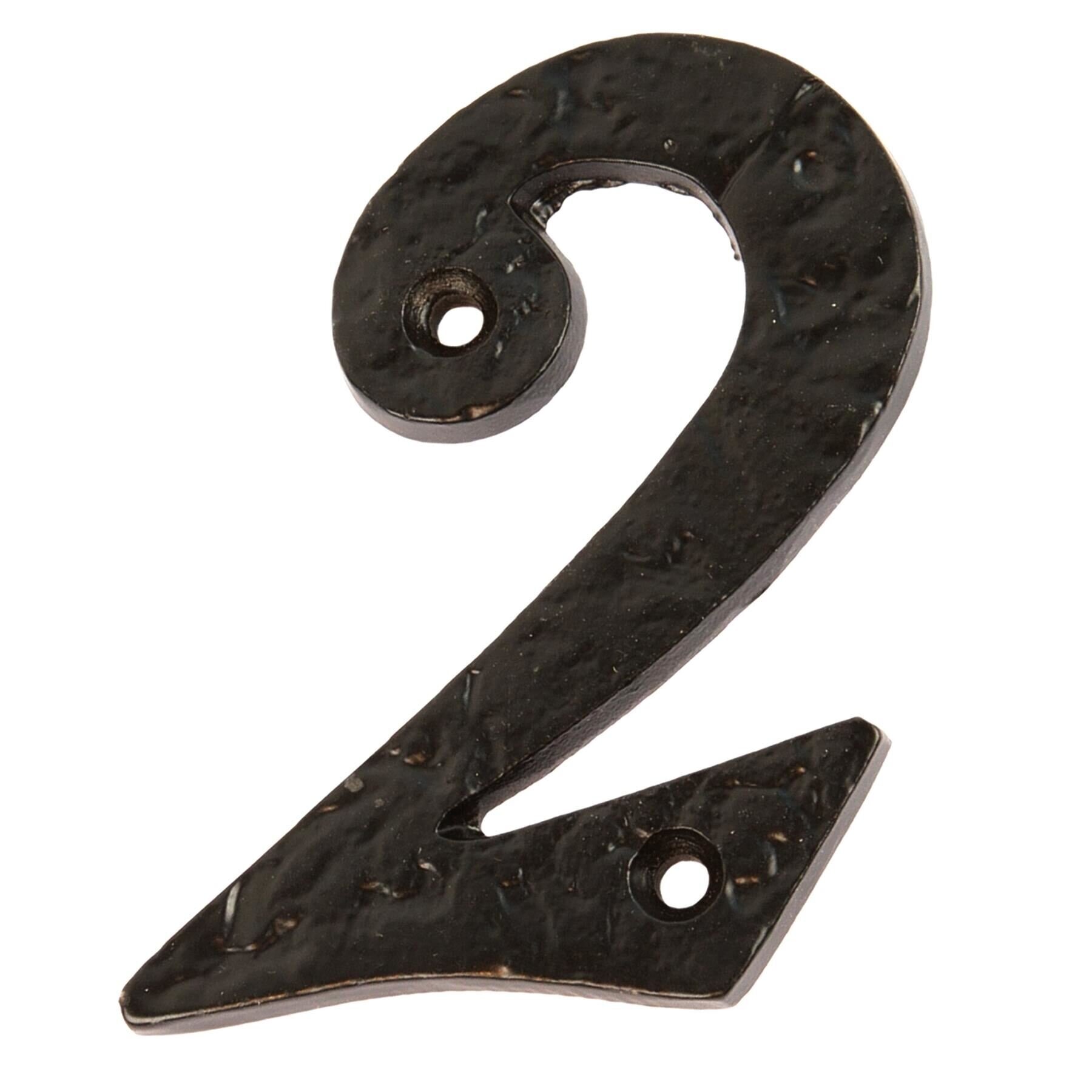 Black 85mm Rustic Iron Numeral - Number 2 - Cast Iron Antique House ...