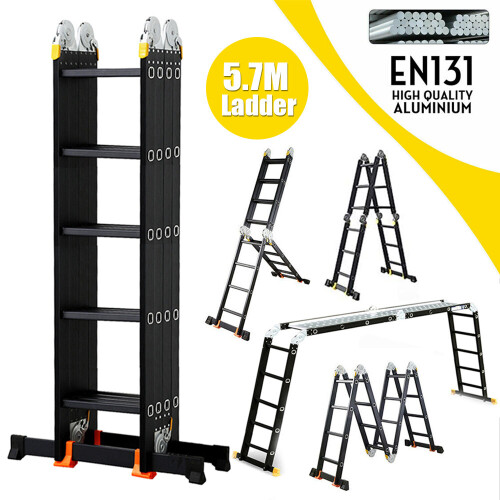 5.7M 14 In 1 Aluminium Steps Folding Ladder Joint Ladders Extension on ...
